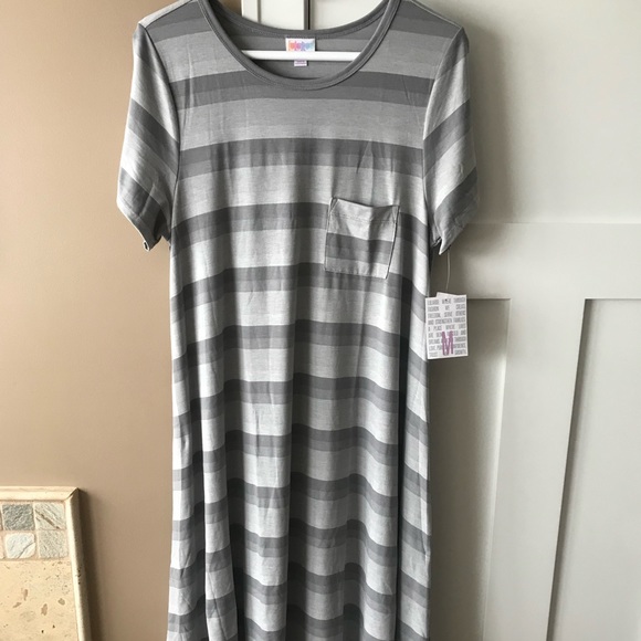LuLaRoe | Dresses | Lularoe Grey Colorblock Carly Dress | Poshmark